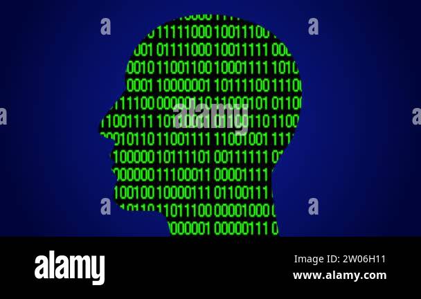 4k Brain head matrix style binary code,man thinking AI artificial intelligence Stock Video ...