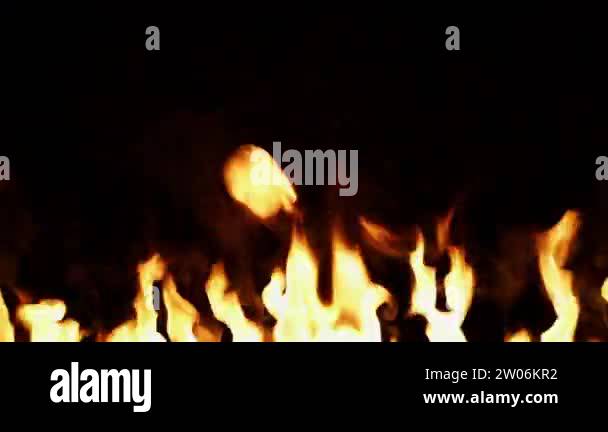 Igniting fire isolated on black background. Detailed real flames ...