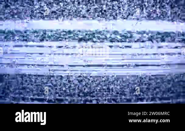 VHS TV noise static, blue screen flickers, real defects and artifacts. Broken reception tv ...