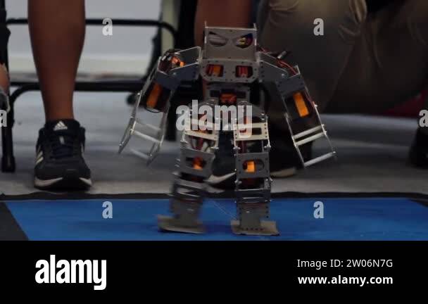 Competition robot technology. One modern robot ready to fighting. Smart robotic fighting ...