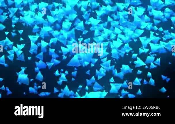 Blue pyramids on black background. The connection of 3d pyramid with ...