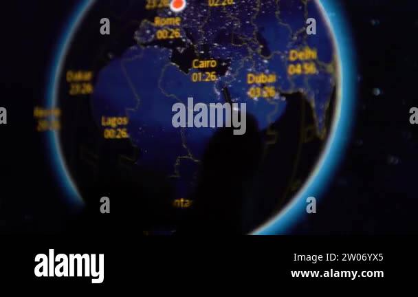 4K Close up of woman using touchscreen flight information map on a ...