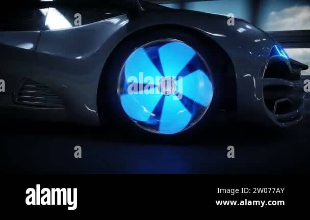 futuristic car fast driving in sci fi tunnel, coridor. Concept of ...
