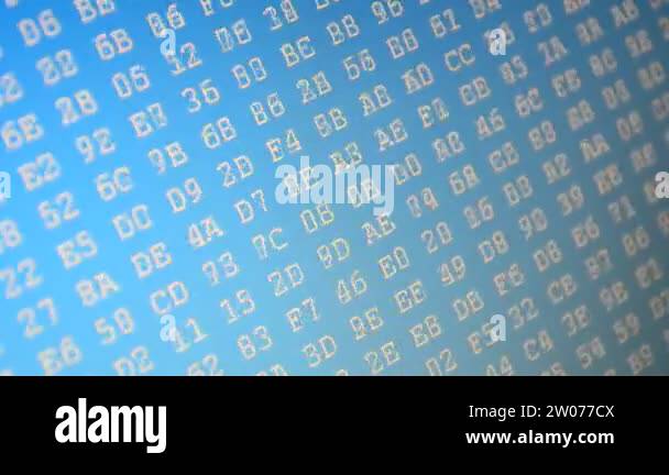 Beautiful Foreshortening Of A Code Hexadecimal Program Code On Screen Animated Background Of