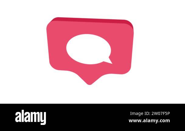 4k Rotating Comment isometric pink icon, 3d animation on a white ...