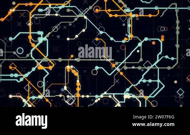 Abstract futuristic electronic circuit board with electrical signals ...