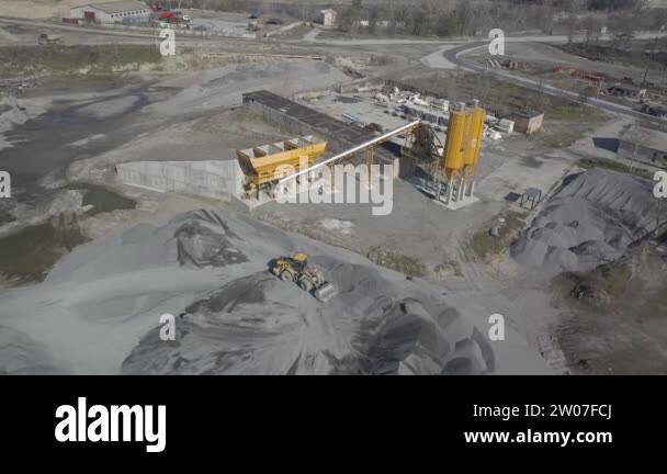 Large-sized equipment fish in a quarry for the extraction of crushed ...