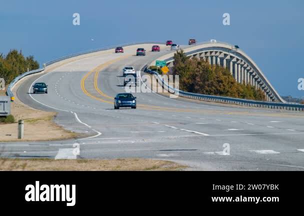 Roanoke Island Washington Baum Bridge with Vehicle Traffic Over the ...