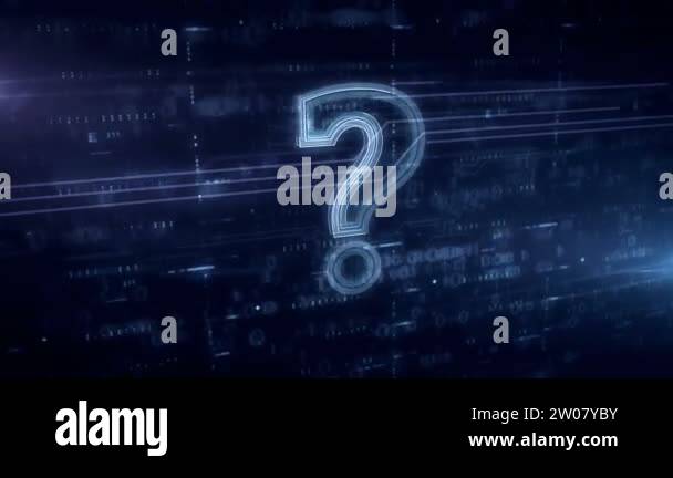 Question mark symbol hologram 3d animation.Modern concept of ...