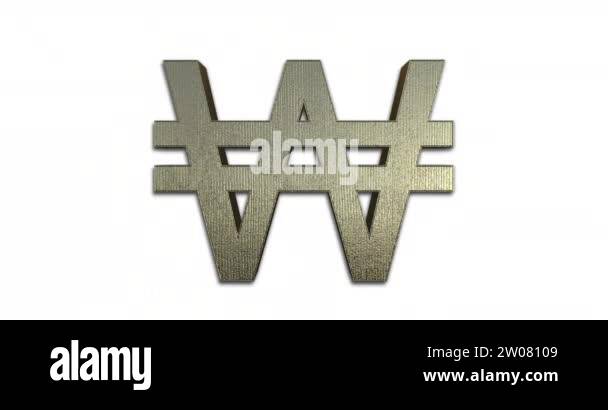 Rotating South Korean Won Symbol Gold, 3D Looped Animation, Golden ...