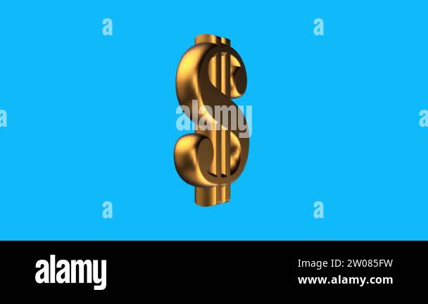 golden American Dollar currency sign spinning animation seamless loop ...