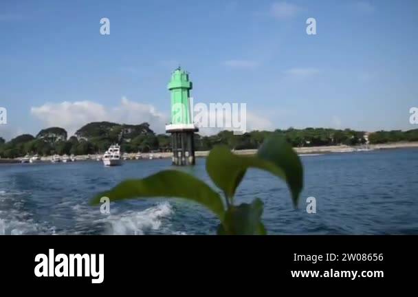 Speedboat on the way from Bali sanur beach to Nusa Penida in Bali ...