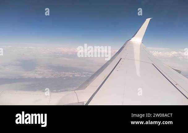 Airplane wing vibration in flight. View from the porthole Stock Video ...