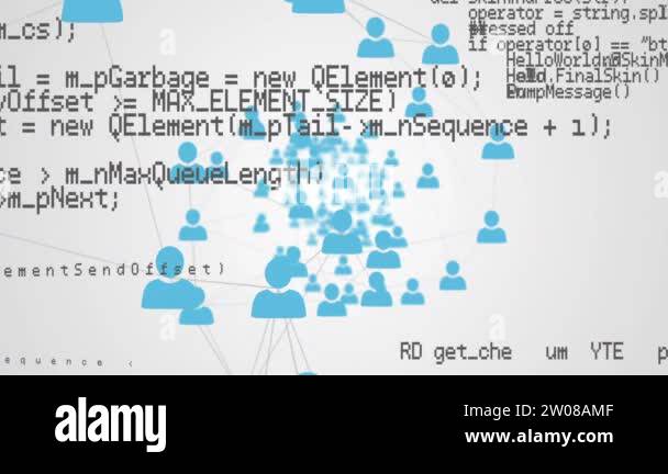 Digital animation of program codes moving in the screen with background ...