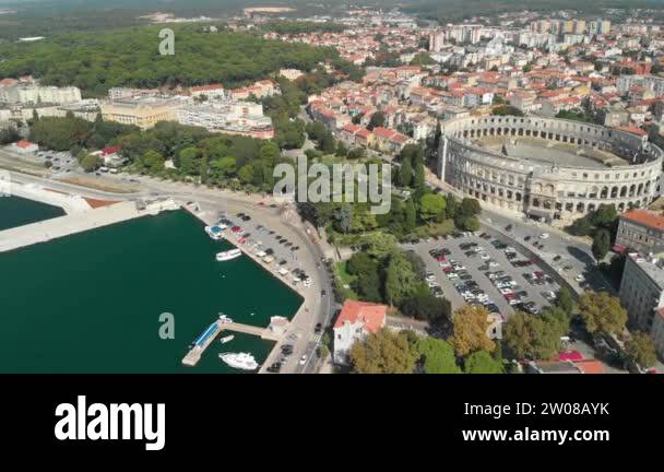 Roman Arena - Roman amphitheatre Aerial view of the Roman Arena at Pula ...