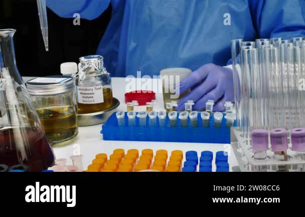 Scientific analysis of wastewater sample in laboratory, investigation ...