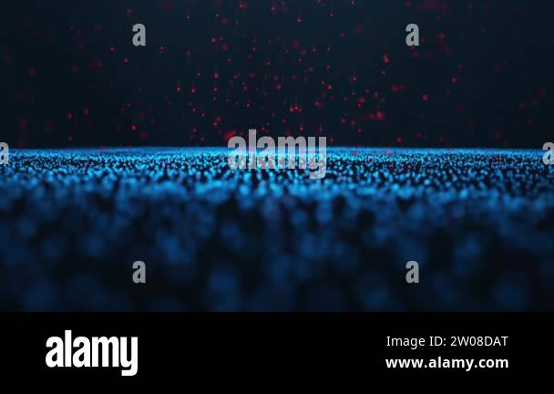 Abstract motion background of shining particles. Digital signature with wave particles, sparkle ...