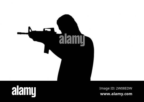 Commando with Machine Gun Silhouette 1 Stock Video Footage - Alamy