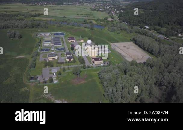 Urban sewage treatment plant. Aerial photography of sewage treatment ...