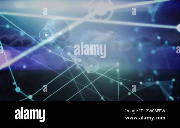 Cinematic view of moving blockchain loops and connecting lines in a ...