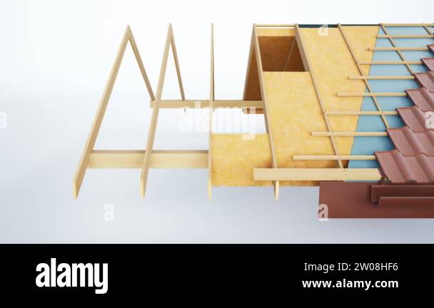 Technical cutaway of roof construction, constructive and technological ...