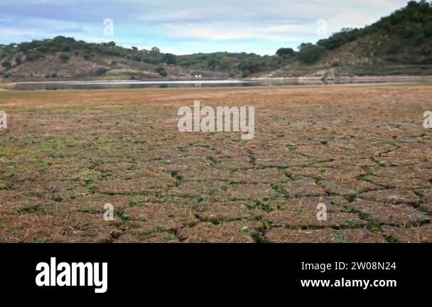 4K, Climate change, land with dry and cracked ground in Spain. Soil ...