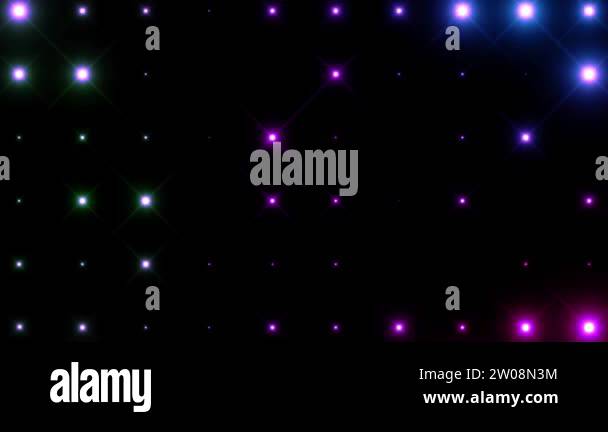 Animation disco panel with lamps blinking colourful lights on black ...