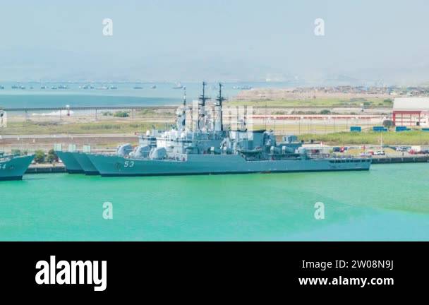 Peruvian Naval Vessels Close-up Docked in the Port of Lima Peru during ...