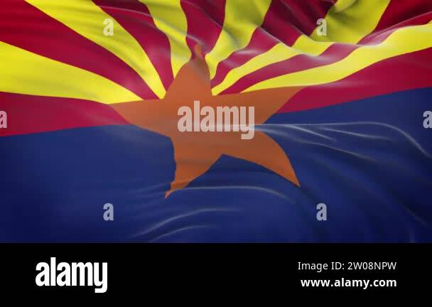 Arizona (U.S. state) flag with highly detailed fabric texture. Seamless ...