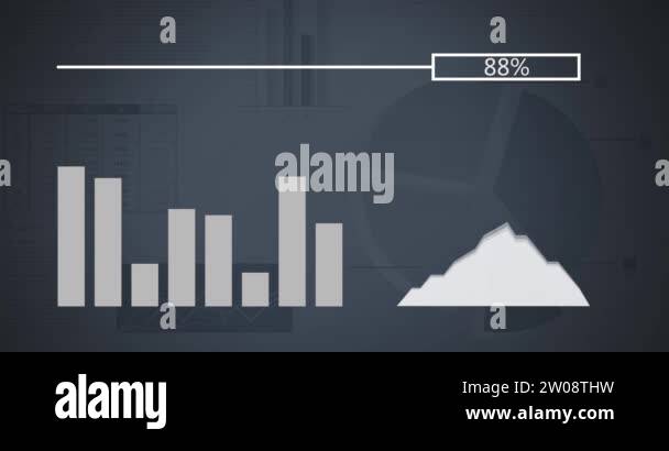 Digital animation of random vector graphical charts, fluctuating bar ...