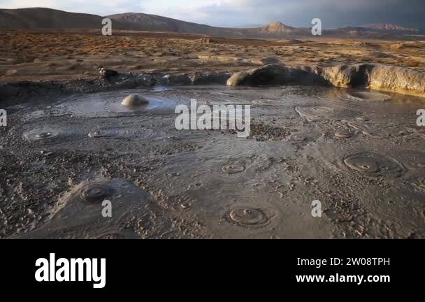 Crater of mud volcano in Gobustan, Azerbaijan. The eruption of a mud ...