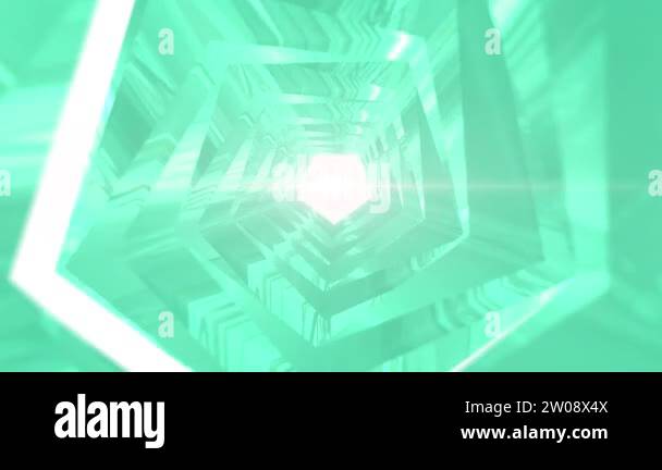 Abstract hexagon 3d geometric object rotating with light effect. 4k ...