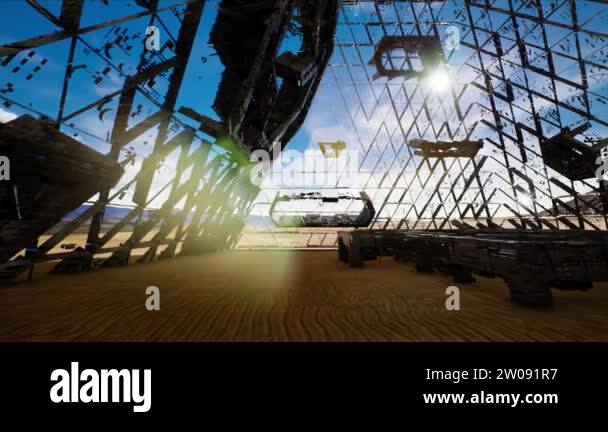 4K Enigmatic Alien Construction in Desert Sci-Fi Scene 3D Animation ...