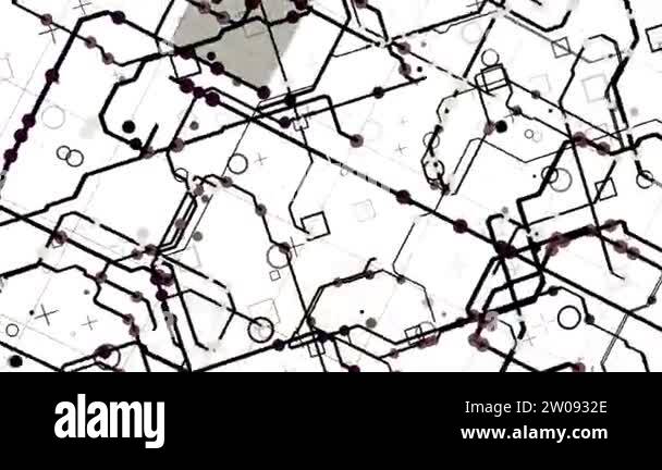 Electric scheme circuit with bright abstract signals flowing into ...