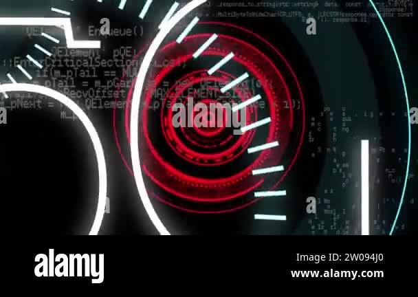 Digital animation of futuristic circles moving around 5G with ...