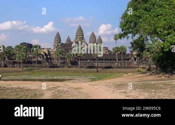 4K, Angkor Wat as viewed from the side. Largest religious monument in ...