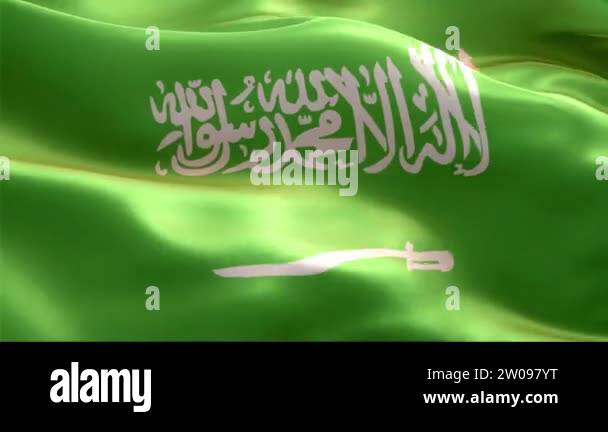 Flag of Saudi Arabia waving in the wind. 4K High Resolution Full HD ...