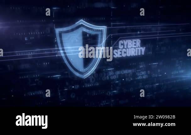 Cyber security and padlock symbol blue hologram 3d animation ...