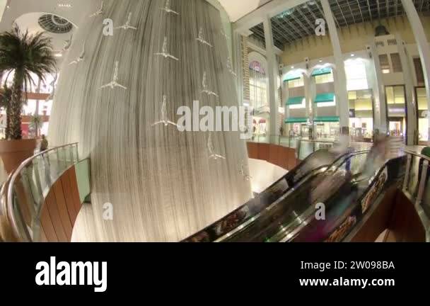 Waterfall Inside of the Mall, worlds largest shopping mall, Dubai ...