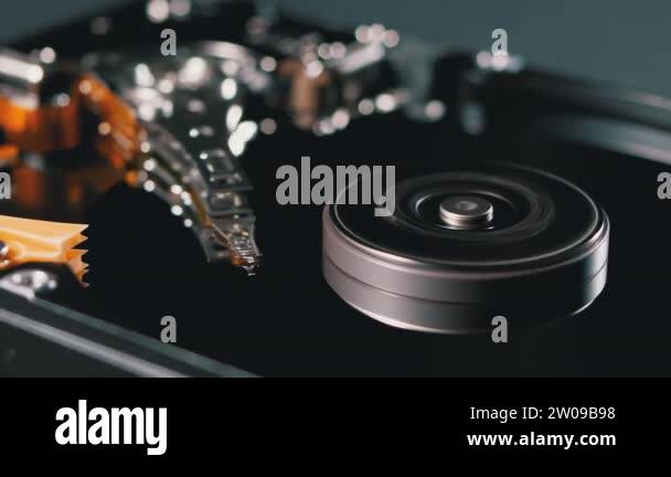 Hard Disk Drive Inside. Structure of HDD, Spinning Platter. Move ...