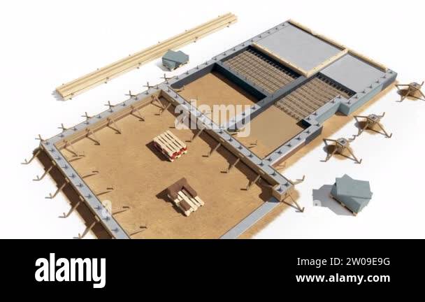 Set 4, Stage 1 of 7.Creating basement and wood frame structure of ...