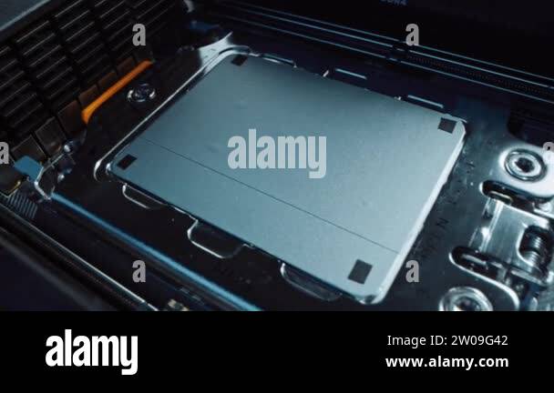 Macro Camera Moving Slowly Over Printed Circuit Board Showing Computer