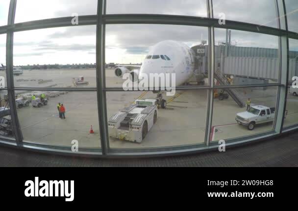 Washington DC Emirates A380-800 Commercial Jet Airliner at a Dulles ...