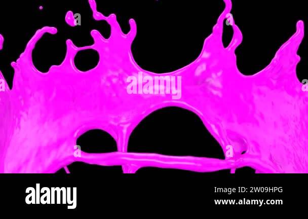 Flight through pink paint splash in extreme slow motion, isolated on ...