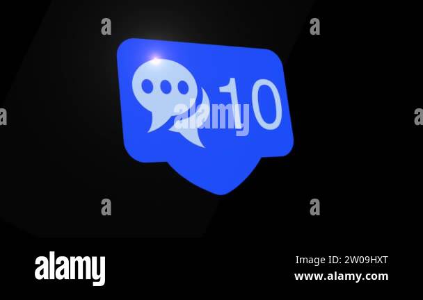 3D social media notification Icon animation. User comment message with ...