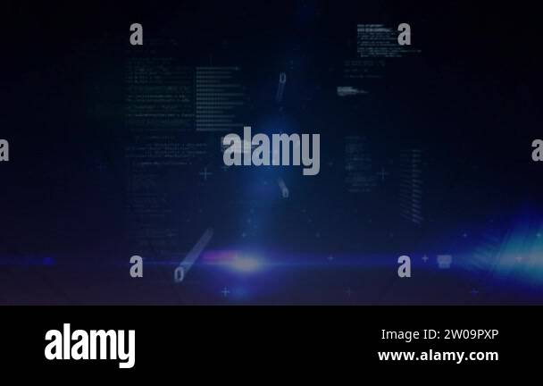 Digital Animation Of Program Codes And Binary Codes Moving In The Screen With A Background Of