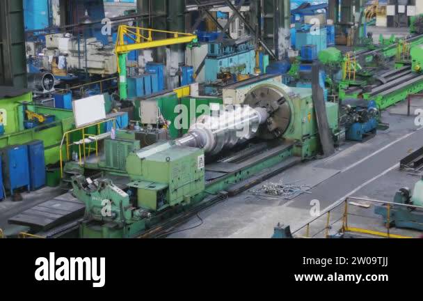 Big roll are created on the metal rolling machine at the plant ...