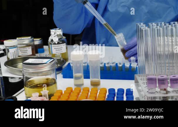 Scientific analysis of wastewater sample in laboratory, investigation ...