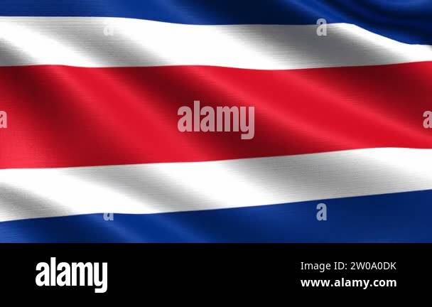 Realistic flag of Costa Rica, Seamless looping with highly detailed ...