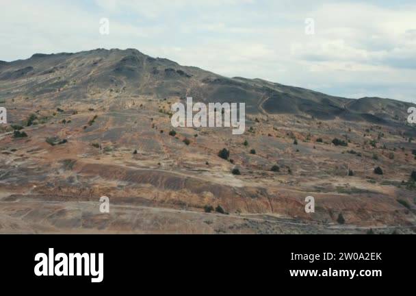 Natural landscape polluted by air emissions of copper production. dead ...